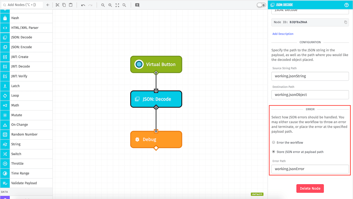 JSON Decode Node Losant Documentation